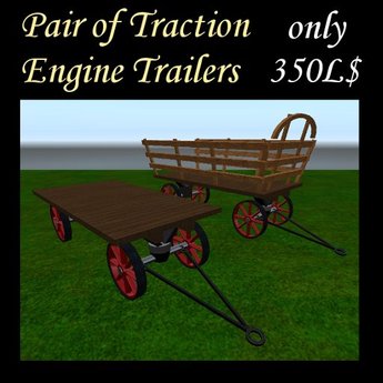 Second Life Marketplace - Pair of Traction Engine Trailers